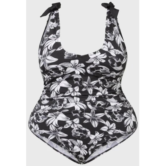 Killstar | Swim | Nwt Killstar Floral Skull Ruched One Piece Swimsuit 4xl Fits Size 8 | Poshmark